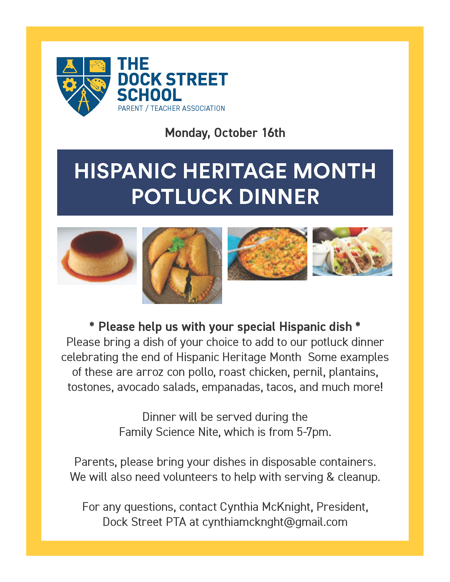 Hispanic Heritage Month Potluck Dinner – Dock Street School